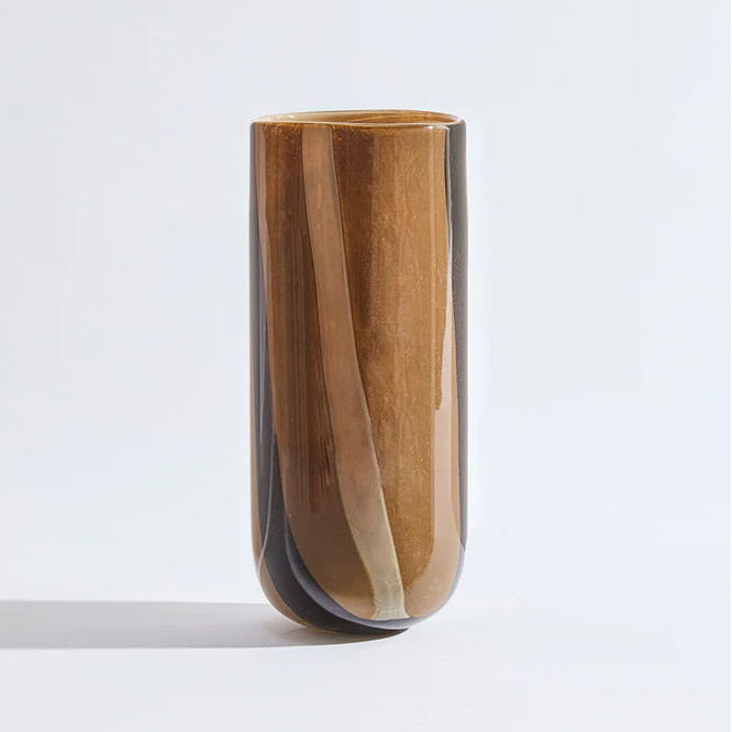 Ben David Candy Cylinder Glass Vase - Chocolate